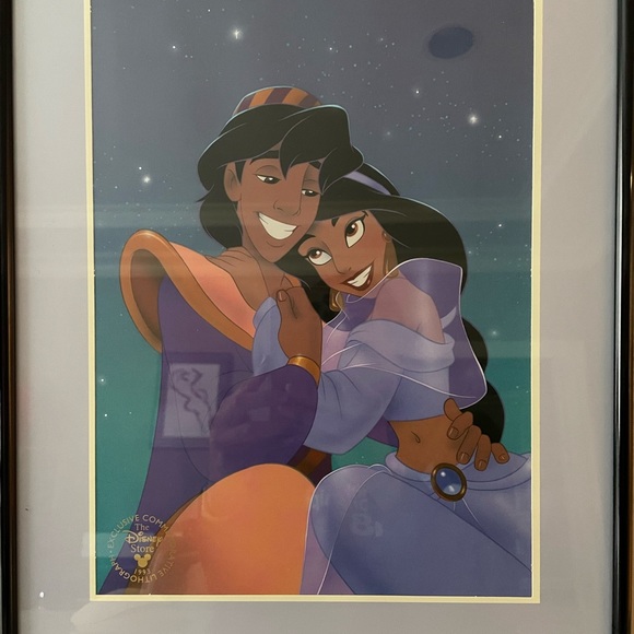 Disney | Art | Disney 993 Aladdin Framed Original Lithograph | Poshmark